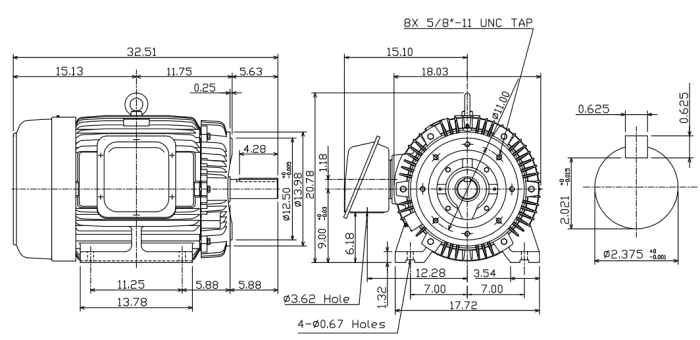 Teco NP0604C MAX-PE C-Face 60HP 1800RPM 364TC FRAME Motor